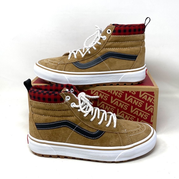 Vans | Shoes | Vans Sk8hi Mte Shoe High Top Brown Plaid Suede Womens ...